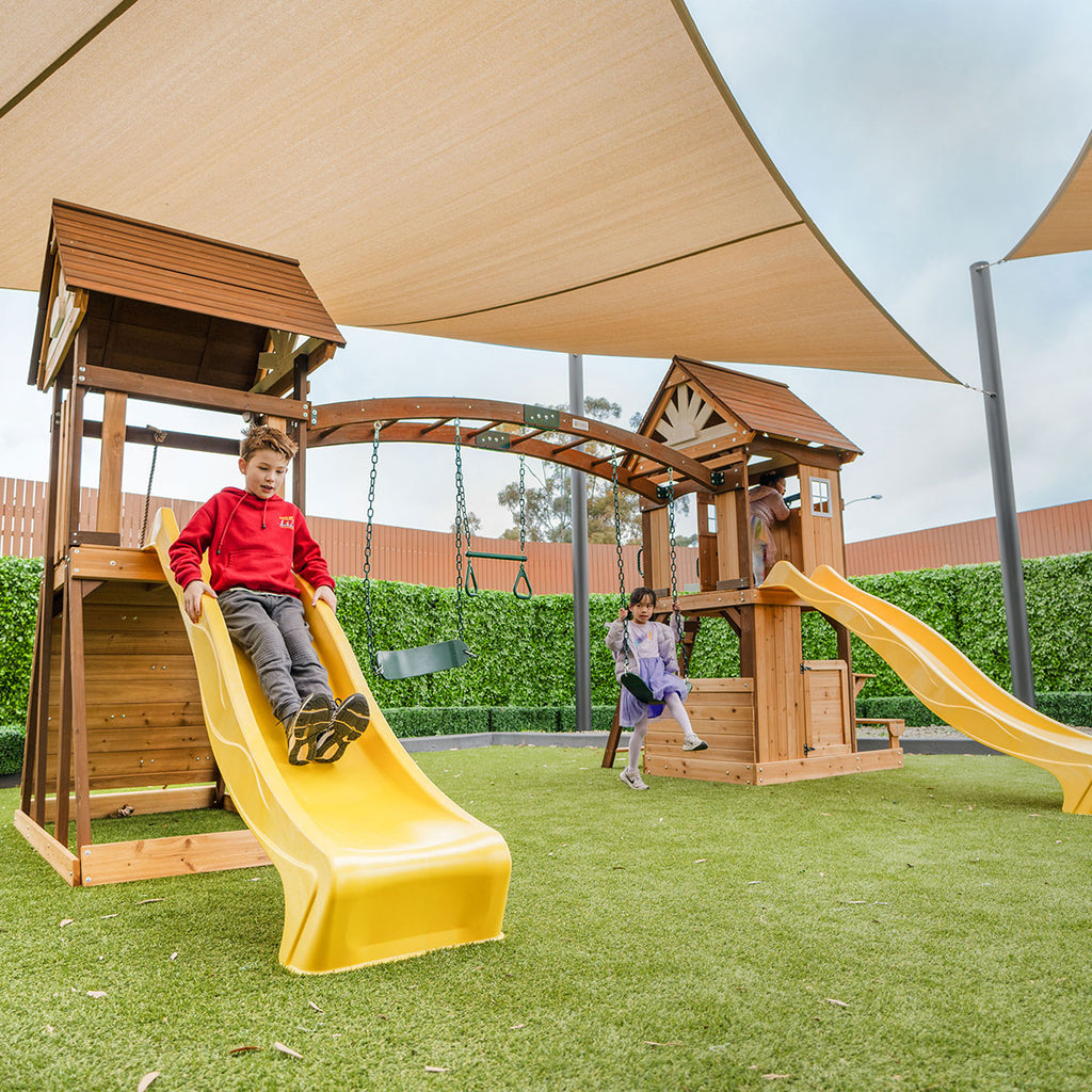 Armadale Swing Set & Arch Monkey Bars Play Centre 2x 2.2m Yellow Slide ...