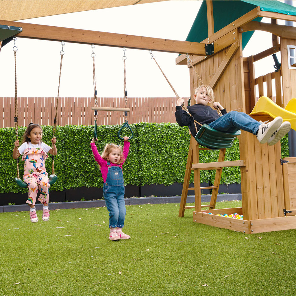 Montrose Triple Swing Set & Play Centre with 2.2m Yellow Slide | ActiveGo