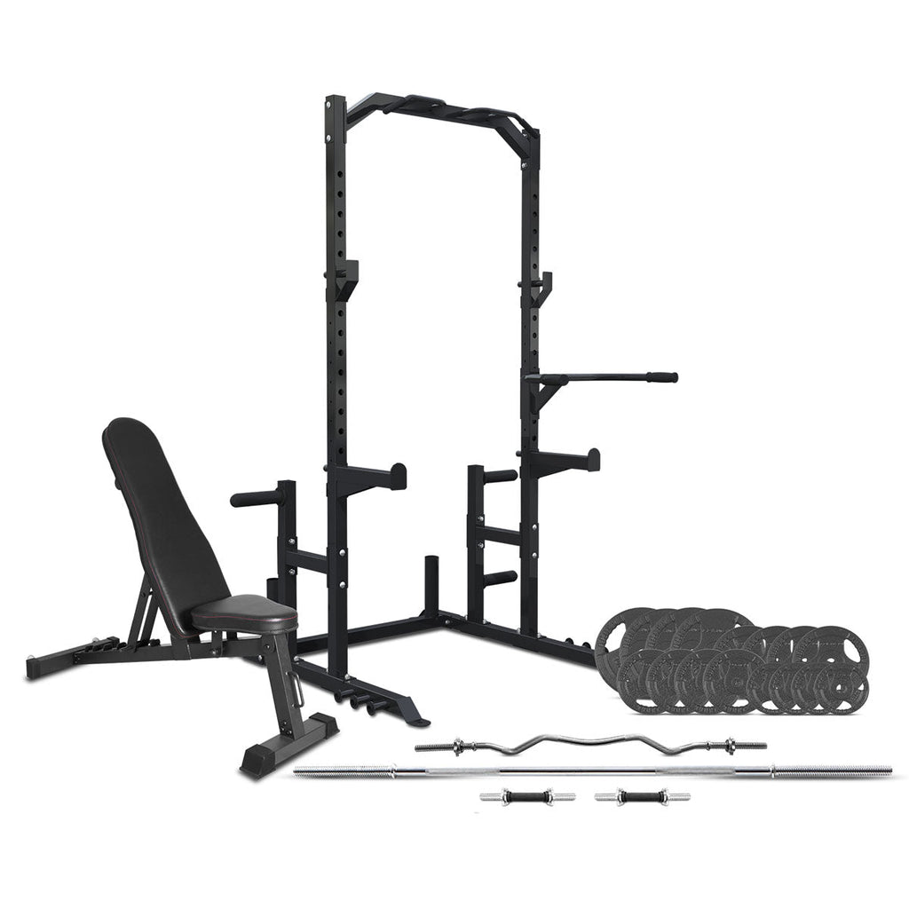 CORTEX PR2 Half Rack with 90kg Standard Tri-Grip Weight, Bar and Bench ...